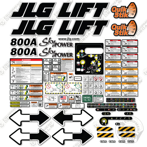 Fits JLG 800A Decal Kit Boom Lift – Equipment Decals