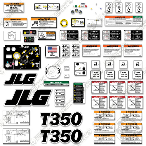 Fits JLG T350 Decal Kit Towable Boom Lift – Equipment Decals