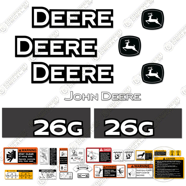 Fits John Deere 26G Excavator Decal Kit – Equipment Decals