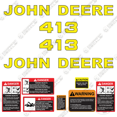 Fits John Deere 413 Decal Kit Rotary Cutter – Equipment Decals