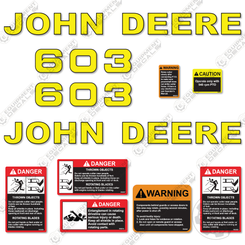 Fits John Deere 603 Decal Kit Rotary Cutter – Equipment Decals