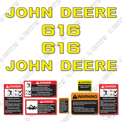Fits John Deere 616 Decal Kit Rotary Cutter – Equipment Decals