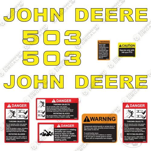 Fits John Deere 503 Decal Kit Rotary Cutter – Equipment Decals