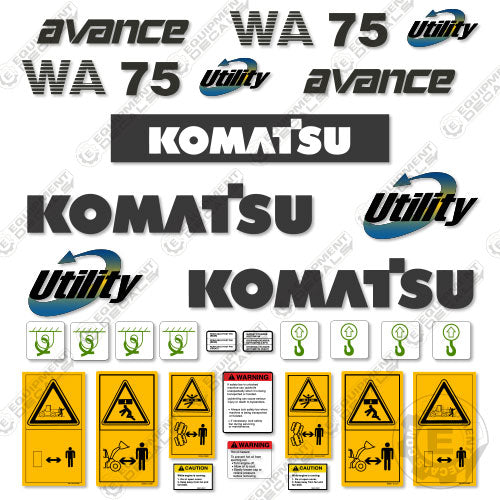 Fits Komatsu WA75-3 Decal Kit Wheel Loader – Equipment Decals