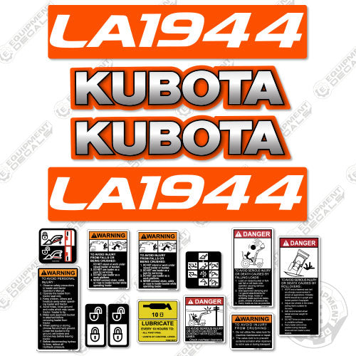 Fits Kubota LA1944 Decal Kit Tractor Front End Loader Attachment ...