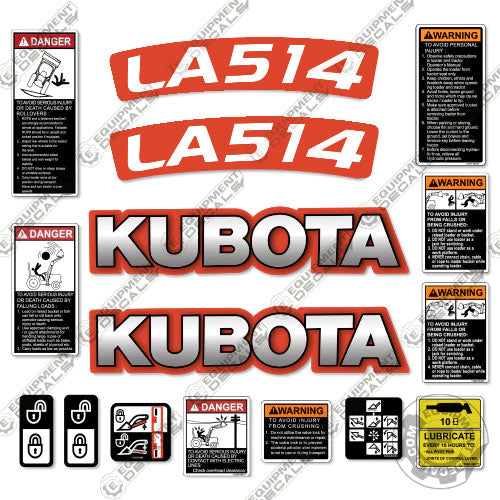 Fits Kubota LA514 Decal Kit Tractor Front End Loader Attachment ...