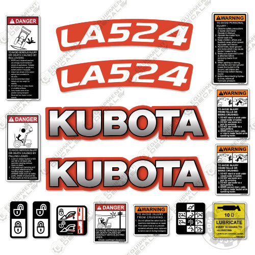 Fits Kubota LA524 Decal Kit Tractor Front End Loader Attachment ...