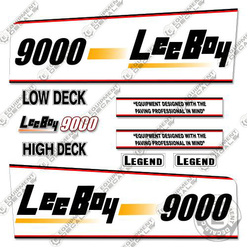 Fits LeeBoy 9000 Decal Kit Asphalt Paver – Equipment Decals