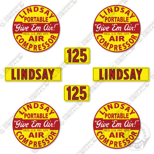 Fits Lindsay 125 Decal Kit Compressor – Equipment Decals