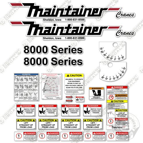 Fits Maintainer 8000 Decal Kit - Crane Safety – Equipment Decals