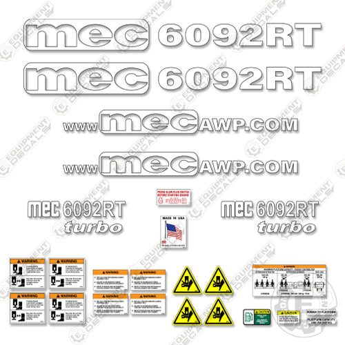 Fits MEC 6092RT Decal Kit Scissor Lift – Equipment Decals