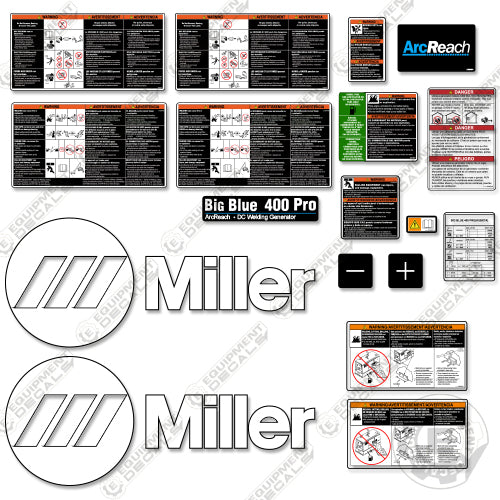 Fits Miller Big Blue 400 Pro Decal Kit Generator Welder – Equipment Decals