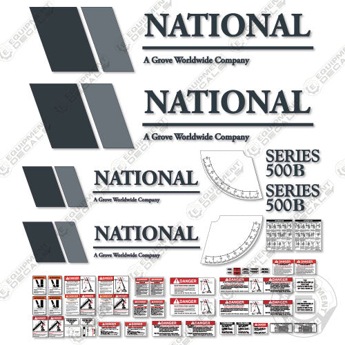 Fits National Crane 500B Decal Kit – Equipment Decals