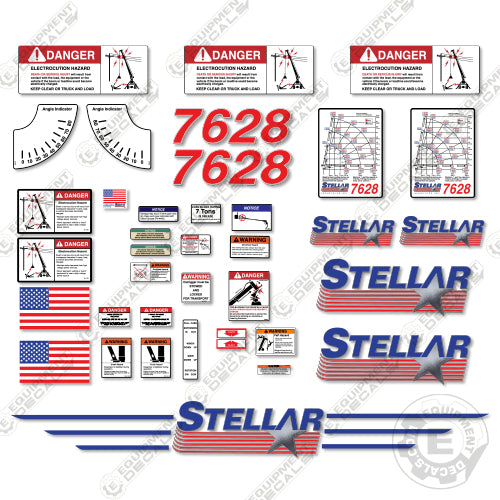 Fits Stellar 7628 Decal Kit Crane Truck (P/N 54970) – Equipment Decals