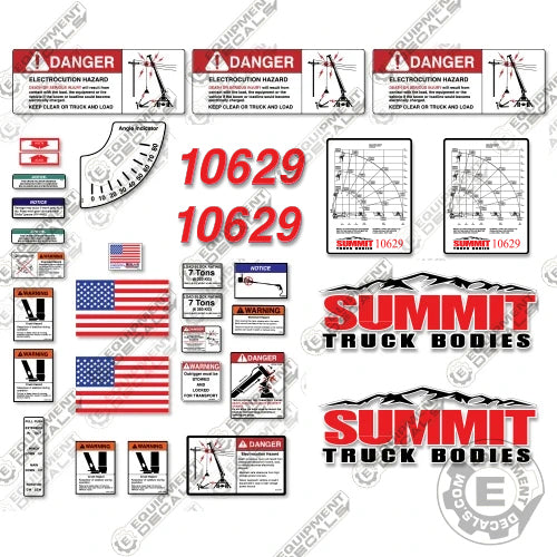 Fits Summit 10629 Decal Kit Crane Truck – Equipment Decals