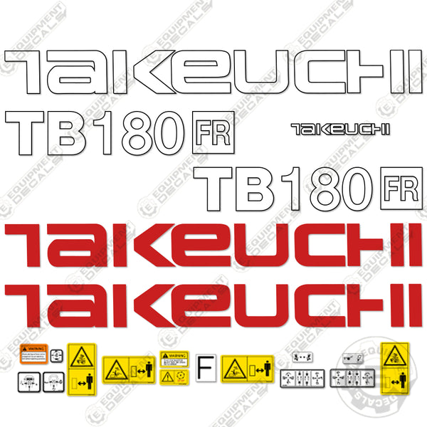 Fits Takeuchi TB180FR Decal Kit Mini Excavator – Equipment Decals