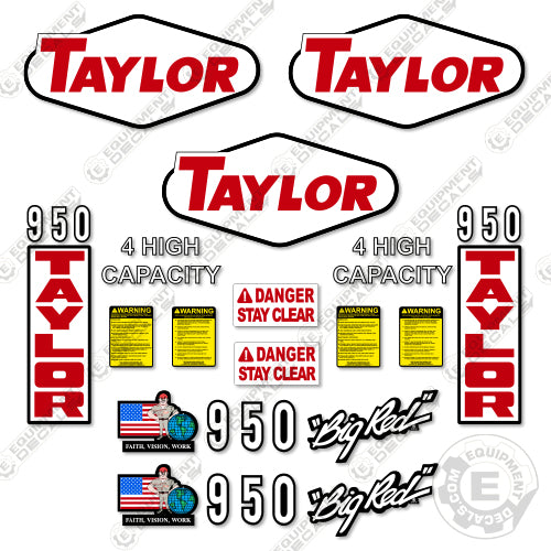 Fits Taylor 950 Decal kit Forklift – Equipment Decals