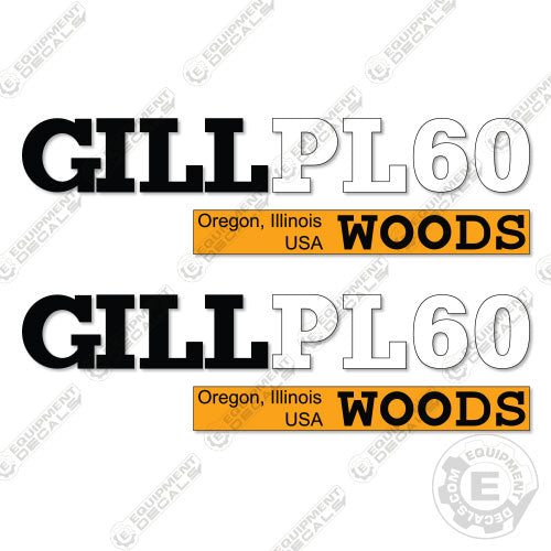 Fits Woods Gill PL60 Decal Kit Aerator – Equipment Decals